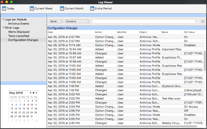 Configuration Change Logs, Configuration Management Tools | Comodo Client Security For MAC